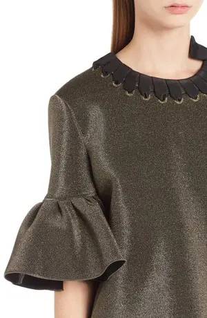 Fendi Metallic Neoprene Bell Sleeve Top