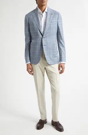 Isaia Delain Check Wool Sport Coat