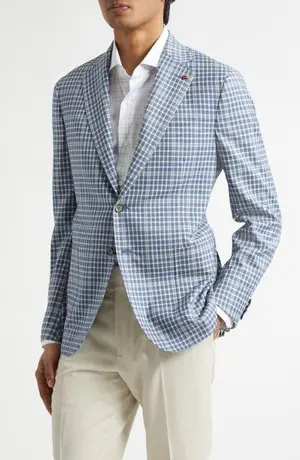 Isaia Delain Check Wool Sport Coat