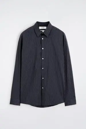 Cos Slim Tailored Cotton-poplin Shirt - Navy