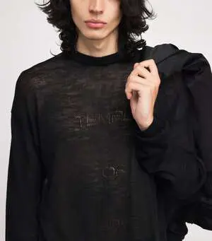Rick Owens Wool Temple Sheer Sweater