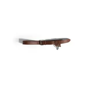 Miu Miu Leather Belt With Key Ring - Tobacco