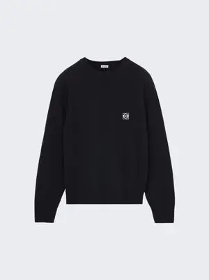 Loewe Wool Sweater With Anagram Embroidery - Black