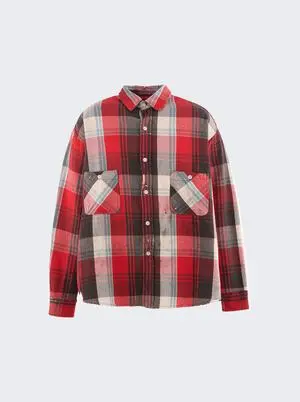 SAINT MXXXXXX Flannel Shirt And Grey Plaid - Red