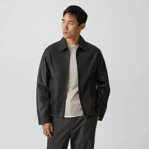 Theory Leather Wyatt Zip Jacket - Black