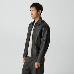 Theory Leather Wyatt Zip Jacket - Black