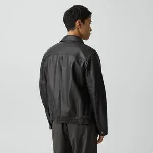 Theory Leather Wyatt Zip Jacket - Black