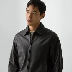 Theory Leather Wyatt Zip Jacket - Black