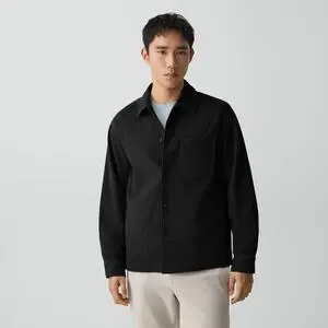 Theory Snap Overshirt In Suede - Black