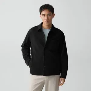 Theory Snap Overshirt In Suede - Black