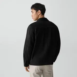Theory Snap Overshirt In Suede - Black