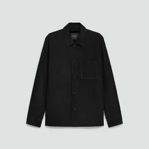 Theory Snap Overshirt In Suede - Black