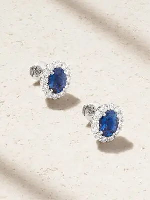 GARRARD 1735 Platinum, Sapphire, And Diamond Earrings - Gold