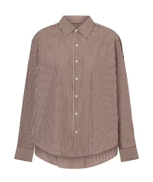 Comme Si La Shirt Classica Striped Cotton-poplin Shirt - Brown