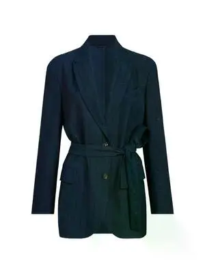 Brunello Cucinelli Chalk Stripe Belted Blazer