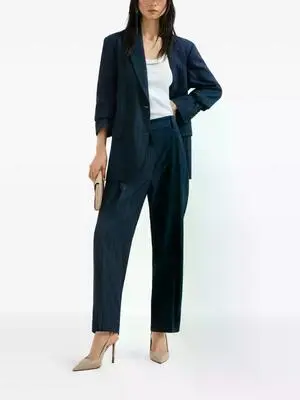 Brunello Cucinelli Chalk Stripe Belted Blazer
