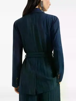 Brunello Cucinelli Chalk Stripe Belted Blazer