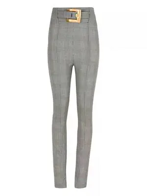 Balmain Check-pattern Trousers With Belt