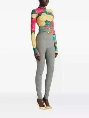 Balmain Check-pattern Trousers With Belt