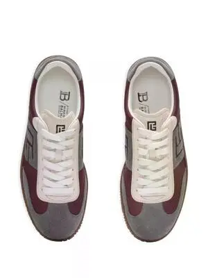Balmain Suede Logo Lace-up Sneakers - Grey