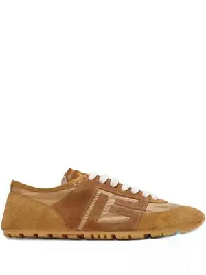Balmain Suede And Nylon Racer Trainers - Brown