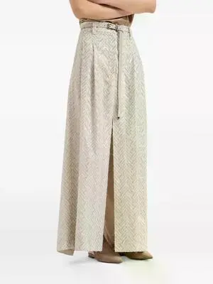 Brunello Cucinelli Maxi Chevron High-waisted Skirt