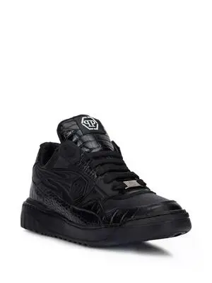 Philipp Plein Croc-effect Lace-up Low Top Sneakers