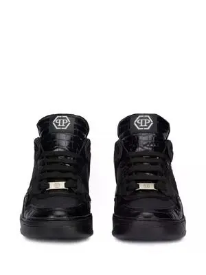 Philipp Plein Croc-effect Lace-up Low Top Sneakers