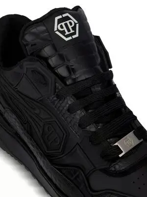 Philipp Plein Croc-effect Lace-up Low Top Sneakers