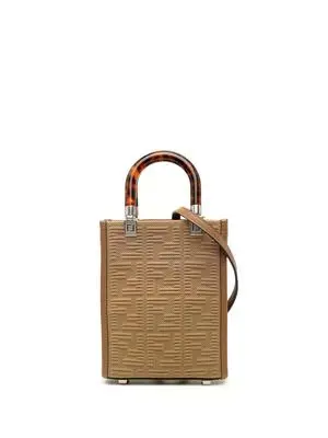 Fendi Zucca Embossed Sunshine Shopper Tote Satchel