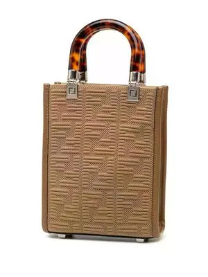 Fendi Zucca Embossed Sunshine Shopper Tote Satchel
