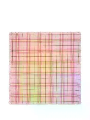 Eric Bompard Tartan Fringed Scarf - Pink