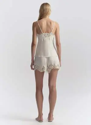 A.L.C. Pipa Satin And Lace Short - Cream/cream
