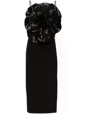 NISSA Floral-appliqué Dress - Black