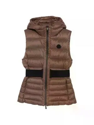Moncler Hooded Down Gilet - Brown