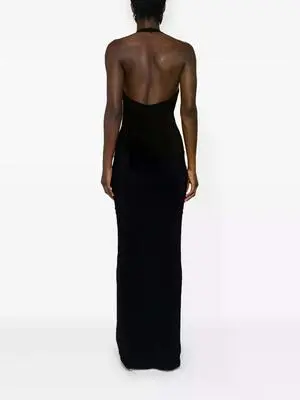NISSA Floral-appliqué Ruched Gown