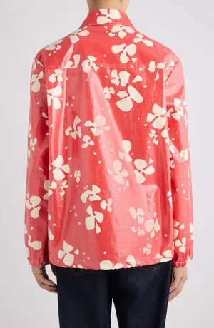 Dries Van Noten Vorries Floral Print Coated Cotton Jacket