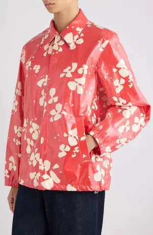 Dries Van Noten Vorries Floral Print Coated Cotton Jacket