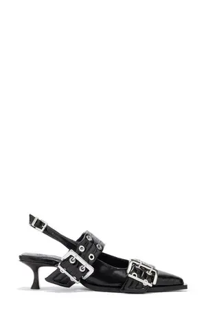 GANNI Pointed Toe Slingback Pump - Black