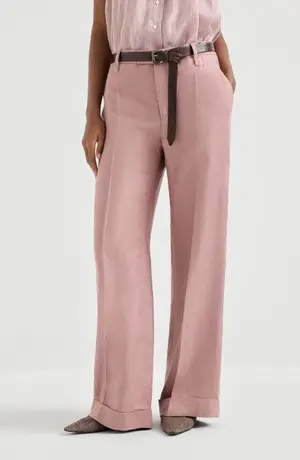 Brunello Cucinelli Loose Flared Linen Trousers