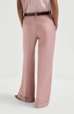 Brunello Cucinelli Loose Flared Linen Trousers