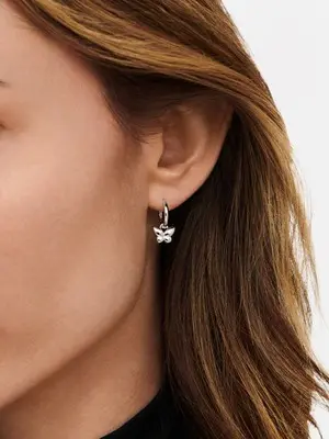 DEVATA Butterfly Hoop Earrings - Silver