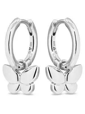 DEVATA Butterfly Hoop Earrings - Silver