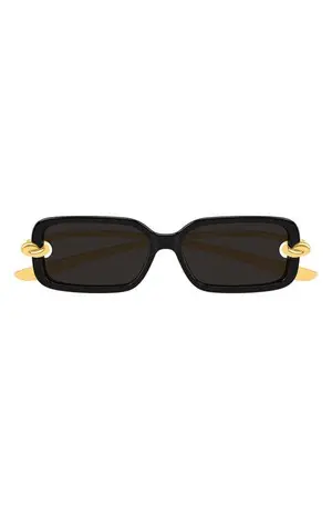 Bottega Veneta 56mm Rectangular Sunglasses Black