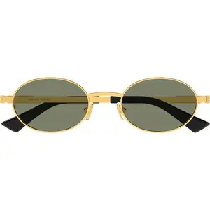 Bottega Veneta 52mm Oval Sunglasses - Gold/green Lens
