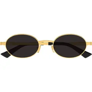 Bottega Veneta 52mm Oval Sunglasses - Gold/grey Lens