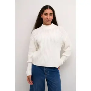 KAFFE Kabess Crew Neck Long Sleeve Pullover - Chalk