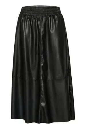 KAFFE Kamikka Faux Leather A-line Midi Skirt