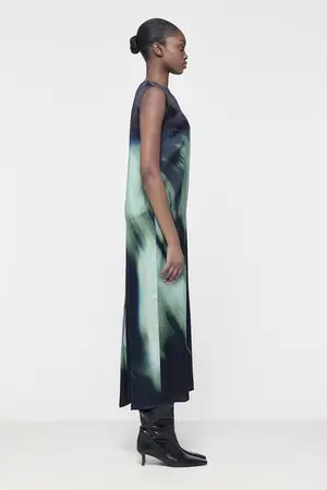 LEEM Sleeveless Printed Silk Midi Dress