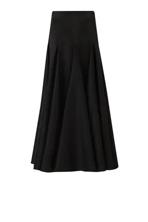 LEEM Flared Godet Midi Skirt